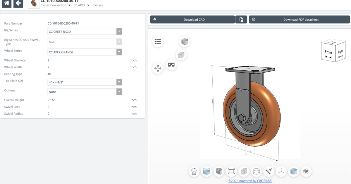Caster Connection Implements 3D Caster Configurator on Website | Caster Connection